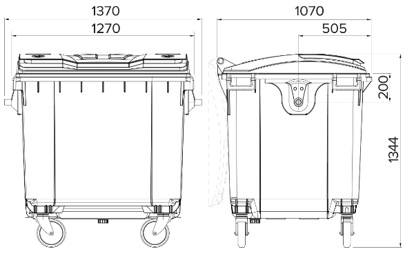 Plastic container 1100l with Flat lid – Plastik Gogić